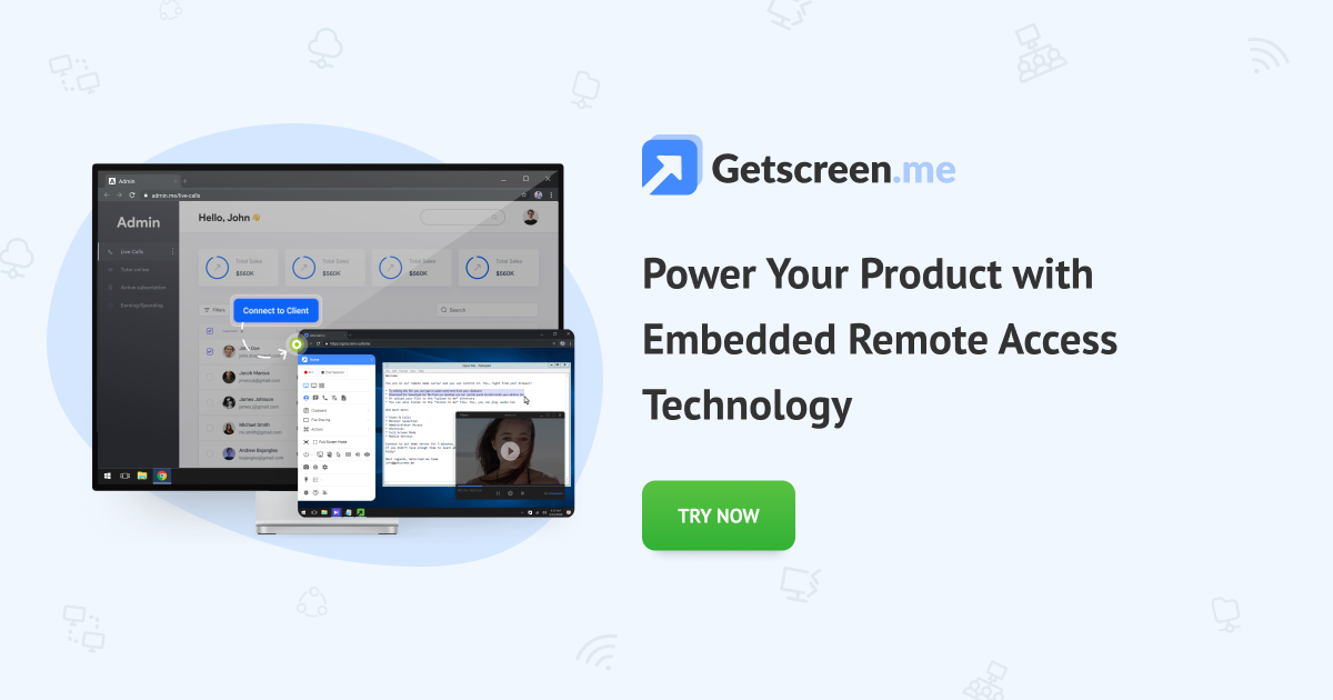 Secure Embedded Remote Desktop Technology for Integration – Getscreen.me