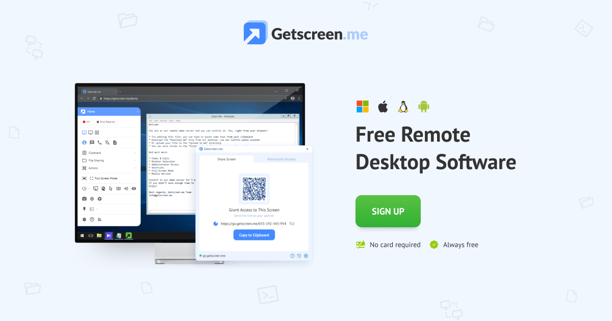 Free Remote Desktop Software – Forever Free Access – Getscreen.me